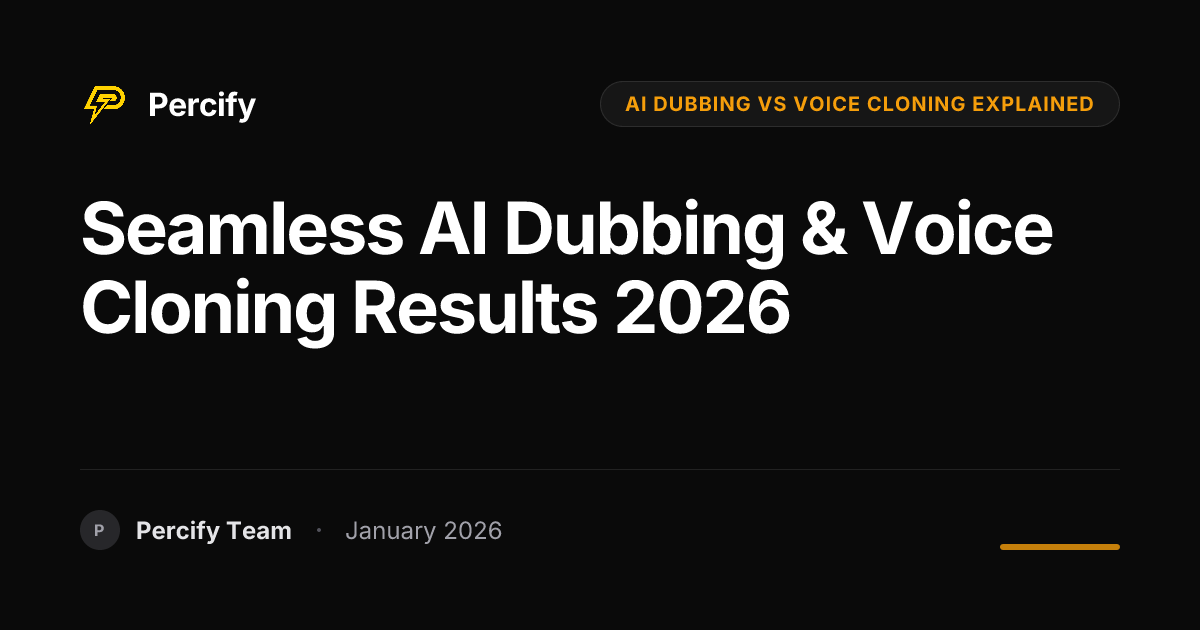 Seamless AI Dubbing & Voice Cloning Results 2026 | Percify Blog