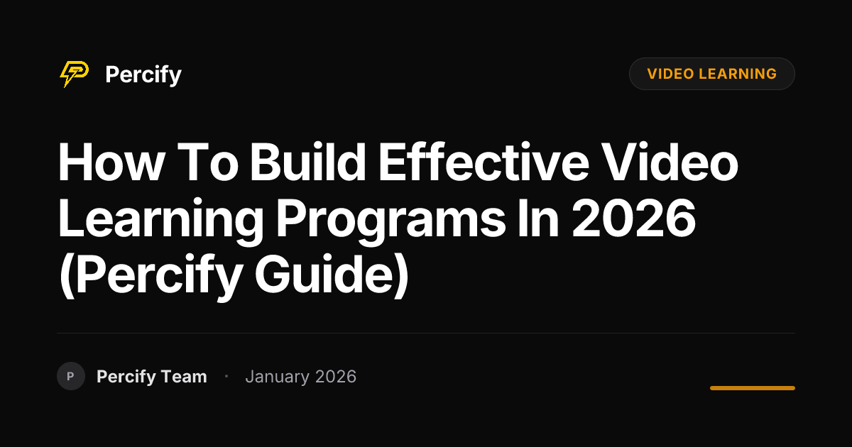 How to Build Effective Video Learning Programs in 2026 (Percify Guide ...